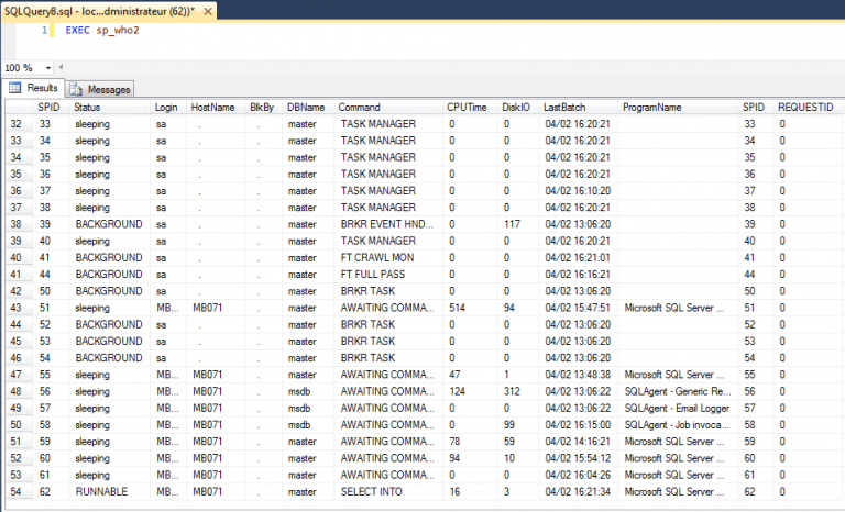sp_whoisactive : Processus actifs sur une instance SQL Server - Concat ...